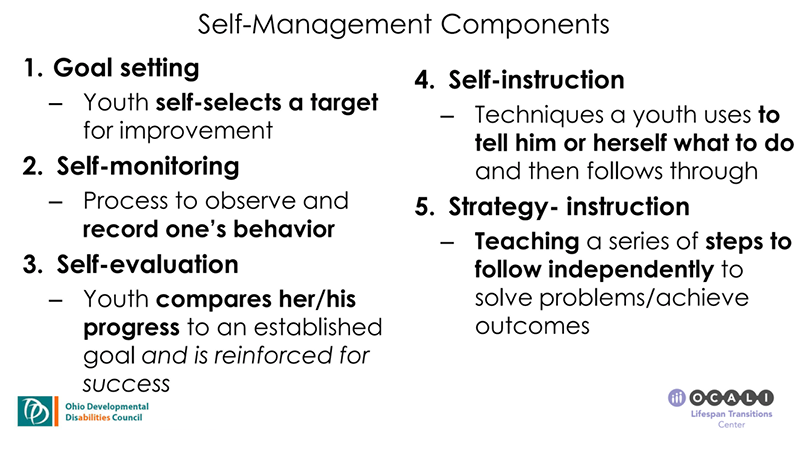 OCALI | Self-Monitoring and Self-Management- Evidence Based Transition ...