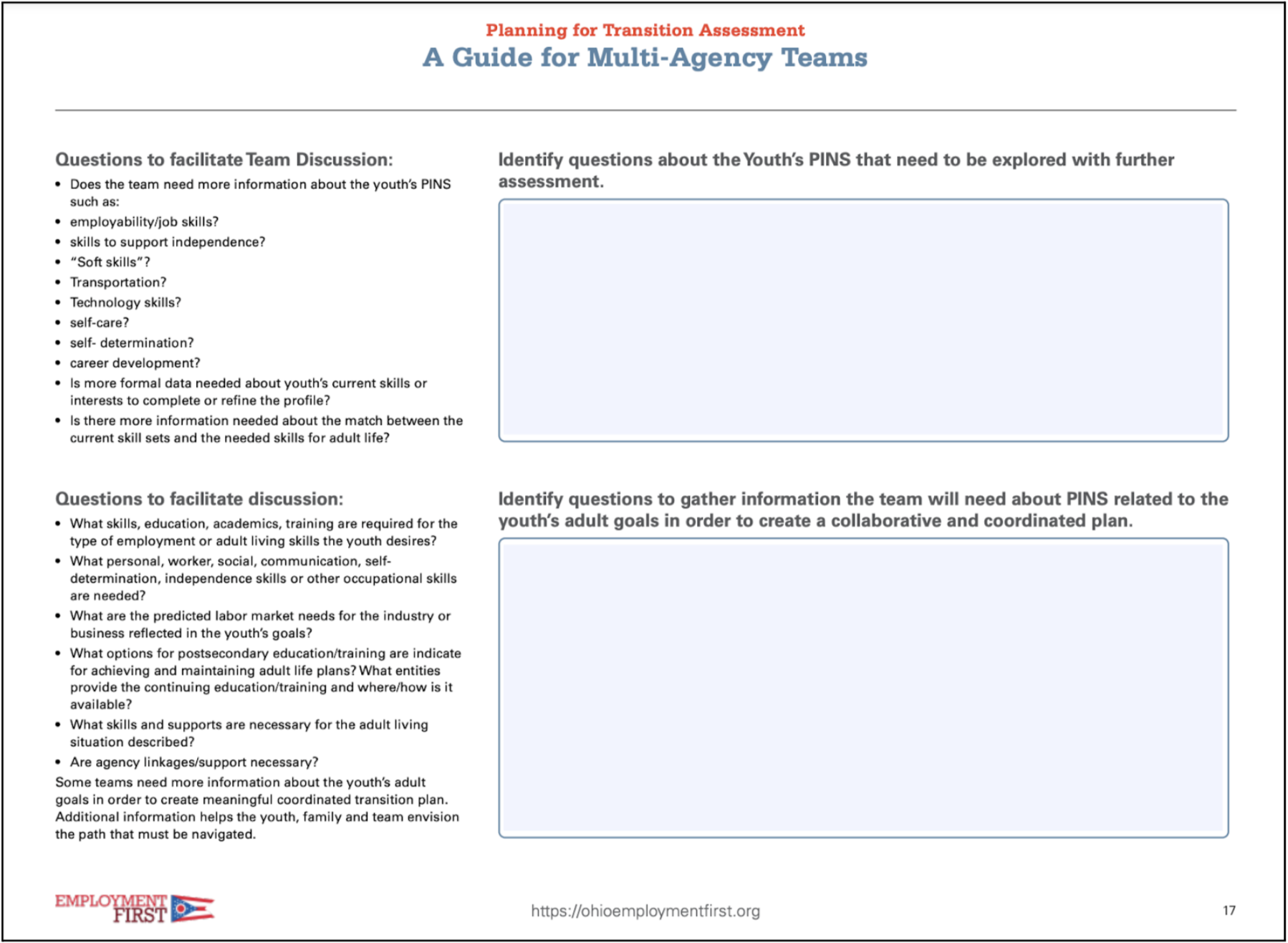 OCALI | Age-Appropriate Transition Assessment Planning Guide | Sample ...